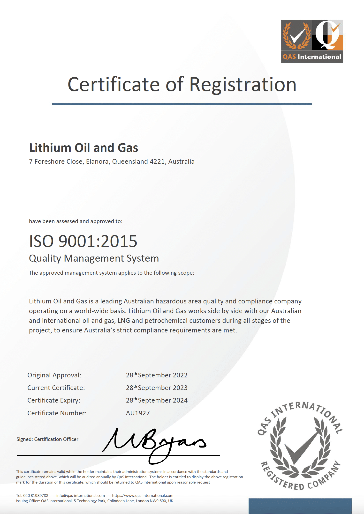 ISO 9001 - Quality Certification